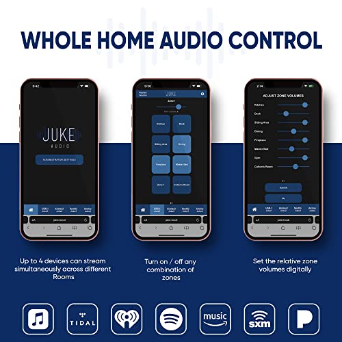 Juke-6 | 6 Zone, 12 Channel, Audio Amplifier with Wirless Streaming | | Compatible with Apple & Android | Whole Home Audio System