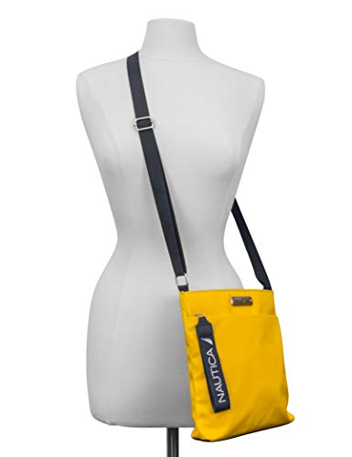 Nautica womens Diver Nylon Small Crossbody Bag Purse With Adjustable Shoulder Strap Cross Body, Sunny (Yellow), One Size US