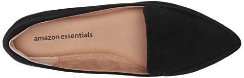 Amazon Essentials Women's Loafer Flat, Black Microsuede, 11 Wide