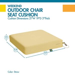 Duck Covers Weekend Water-Resistant Outdoor Dining Seat Cushion, 21 x 19 x 3 Inch, Straw, Dining Chair Cushions