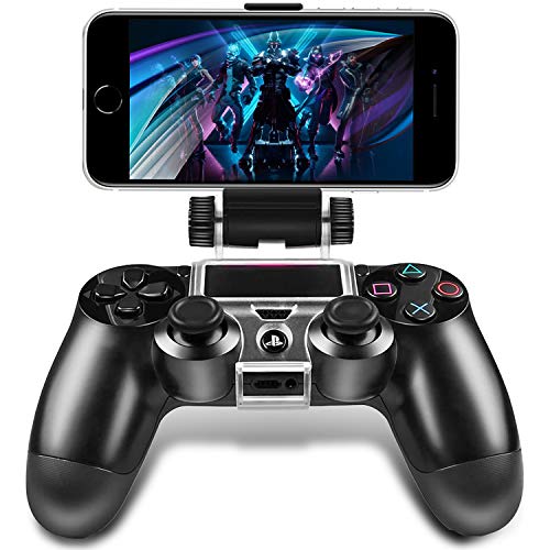 ADZ PS4 Controller Phone Mount, PS4 Phone Mount Smart Clip for PS4 Dualshock 4 Controller Compatible with iPhone, Android and PS4 Remote Play