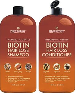 hair growth shampoo conditioner set - an anti hair loss biotin shampoo and conditioner with dht blockers to fight hair loss for men and women, all hair types, sulfate free - 2 x 16 fl oz