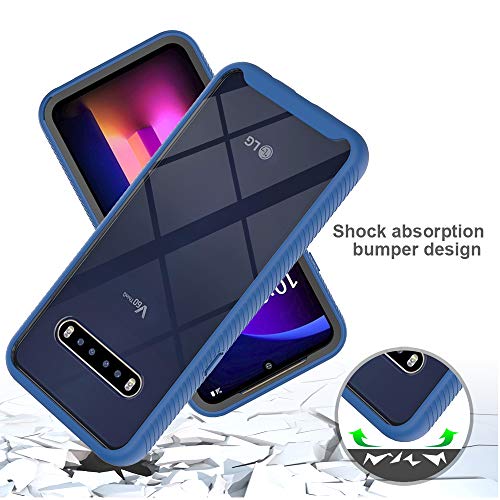 Phone Case for LG V60 ThinQ V60ThinQ 5G G9 Thin Q with Tempered Glass Screen Protector Clear Cover and Slim TPU Bumper Hybrid Hard Rugged Cell Accessories LGV60 V 60 60ThinQ 60V Cases Women Men Blue