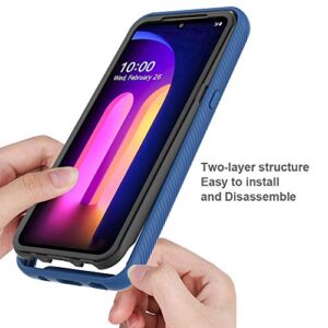 Phone Case for LG V60 ThinQ V60ThinQ 5G G9 Thin Q with Tempered Glass Screen Protector Clear Cover and Slim TPU Bumper Hybrid Hard Rugged Cell Accessories LGV60 V 60 60ThinQ 60V Cases Women Men Blue