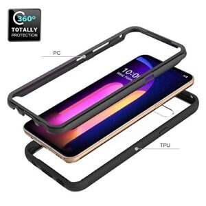 Phone Case for LG V60 ThinQ V60ThinQ 5G G9 Thin Q with Tempered Glass Screen Protector Clear Cover and Slim TPU Bumper Hybrid Hard Rugged Cell Accessories LGV60 V 60 60ThinQ 60V Cases Women Men Blue