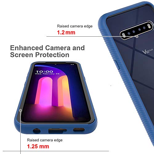 Phone Case for LG V60 ThinQ V60ThinQ 5G G9 Thin Q with Tempered Glass Screen Protector Clear Cover and Slim TPU Bumper Hybrid Hard Rugged Cell Accessories LGV60 V 60 60ThinQ 60V Cases Women Men Blue