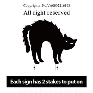 Ivenf Halloween Decorations Outdoor, 6ct Black Cat Decor Yard Signs with Stakes, Scary Silhouette with Glow in Dark Eyes, Corrugated Plastic, Waterproof Lawn Decorations for Kids Family Home Party