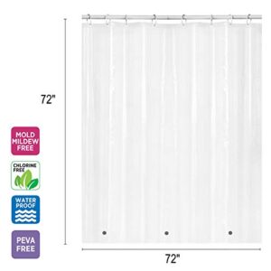 HARBOREST Clear Shower Curtain Liner for Bathroom Shower and Bathtub with 3 Magnets - 72x72 Plastic 4 Gauge PEVA Lightweight Waterproof, 1 Pack