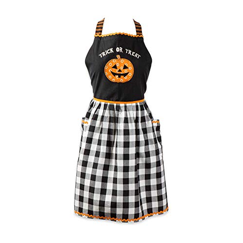 DII Happy Halloween Collection Goth Style Spooky Kitchen Apron, One Size, Buffalo Check, Trick or Treat