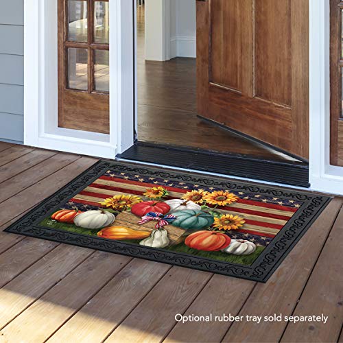 Briarwood Lane Patriotic Pumpkins Autumn Doormat Sunflowers Indoor/Outdoor 30" x 18"