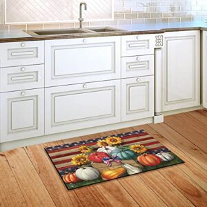 Briarwood Lane Patriotic Pumpkins Autumn Doormat Sunflowers Indoor/Outdoor 30" x 18"