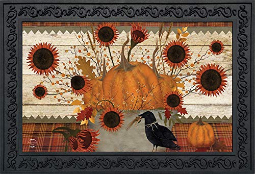 Briarwood Lane Primitive Pumpkins Autumn Doormat Sunflowers Fall Indoor/Outdoor 30" x 18"