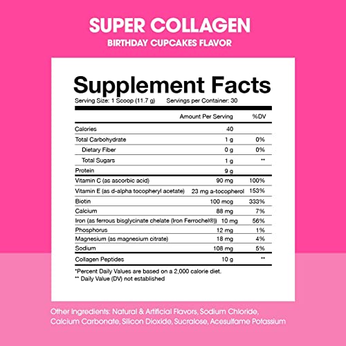 Obvi Collagen Peptides, Protein Powder, Keto, Gluten and Dairy Free, Hydrolyzed Grass-Fed Bovine Collagen Peptides, Supports Gut Health, Healthy Hair, Skin, Nails (30 Servings) (Birthday Cupcakes)