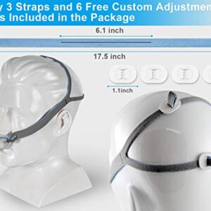 Replacement Headgear Compatible with ResMed Airfit P10 Nasal Pillow Mask Straps Included 3 Super Elastic Straps and 6 Adjustment Clips(3 Pack)