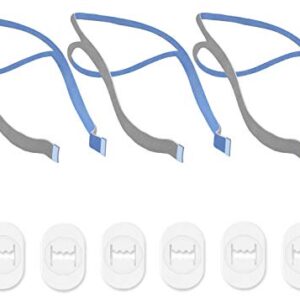 Replacement Headgear Compatible with ResMed Airfit P10 Nasal Pillow Mask Straps Included 3 Super Elastic Straps and 6 Adjustment Clips(3 Pack)