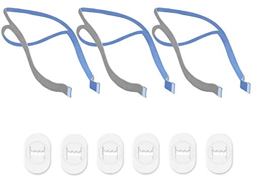 Replacement Headgear Compatible with ResMed Airfit P10 Nasal Pillow Mask Straps Included 3 Super Elastic Straps and 6 Adjustment Clips(3 Pack)