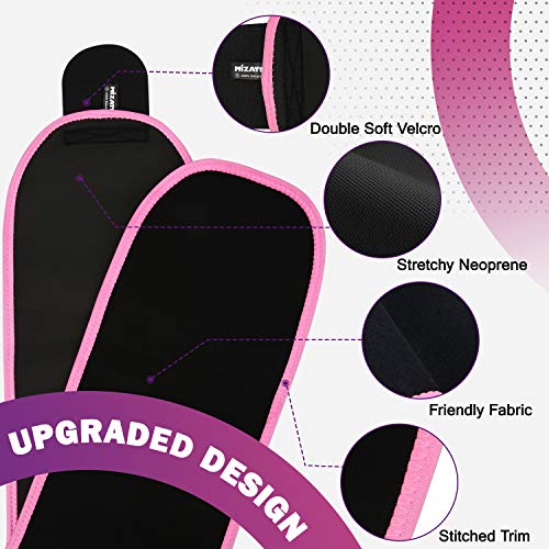 MIZATTO Sweat Waist Trainer for Women, Adjustable Waist trimmer, Slimming Waist Stomach Wrap for Gym Fitness Workout to Lose Belly Fat Pink L