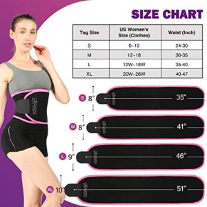 MIZATTO Sweat Waist Trainer for Women, Adjustable Waist trimmer, Slimming Waist Stomach Wrap for Gym Fitness Workout to Lose Belly Fat Pink L