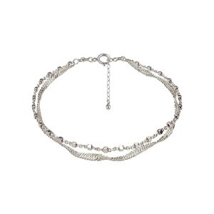 annika bella double layered sterling silver bracelet, length 6.5-7.5 inches, stranded satellite chain bracelets for women, waterproof, minimalist 925 women's bracelet (twirl and satellite chains)