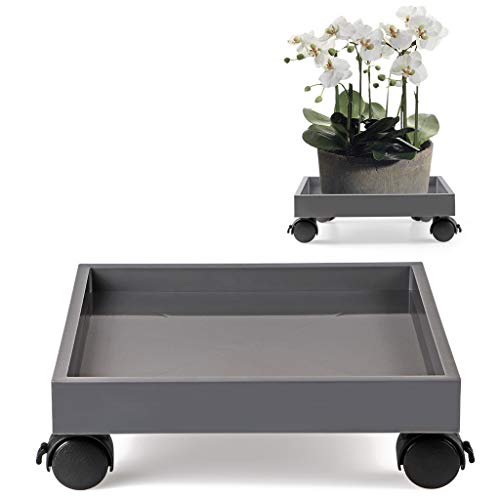 Skelang Square Plant Caddy, Wheeled Planter Trays, ABS Plant Pallet, Heavy Duty Plant Dolly Saucer for Moving Potted Planter, Deck Flower Plants, Load Capacity 110 Lbs