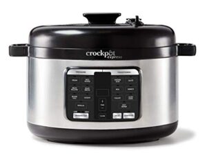 crock-pot express 6 quart electric pressure cooker and food warmer, programmable pressure cooker with timer, stainless steel (2109296)