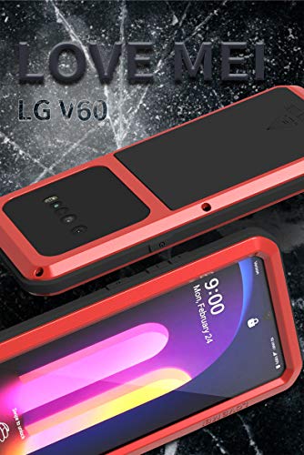 LOVE MEI Metal Case for LG V60/LG V60 ThinQ, Heavy Duty Robust Military Bumper Aluminum Metal Case Dustproof Shockproof Splashproof Full Body Protection Case Cover with Tempered Glass (Black)