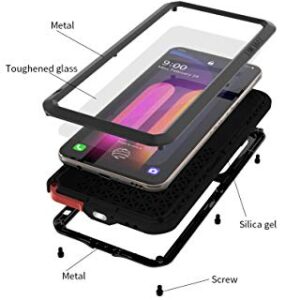 LOVE MEI Metal Case for LG V60/LG V60 ThinQ, Heavy Duty Robust Military Bumper Aluminum Metal Case Dustproof Shockproof Splashproof Full Body Protection Case Cover with Tempered Glass (Black)