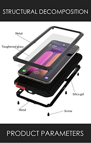 LOVE MEI Metal Case for LG V60/LG V60 ThinQ, Heavy Duty Robust Military Bumper Aluminum Metal Case Dustproof Shockproof Splashproof Full Body Protection Case Cover with Tempered Glass (Black)