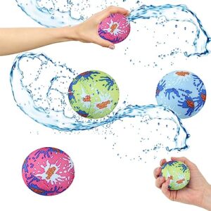 the dreidel company splash water bouncing ball, outdoor pool water activity fun toy, birthday party events, gatherings, 3" (3-pack)