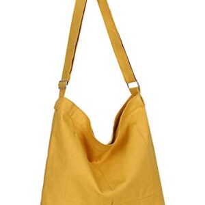 Covelin Women's Retro Large Size Canvas Shoulder Bag Hobo Crossbody Handbag Casual Tote Gold