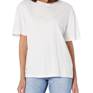 The Drop Women's Lydia Short Sleeve Loose Drop Shoulder Jersey T-Shirt , White, S