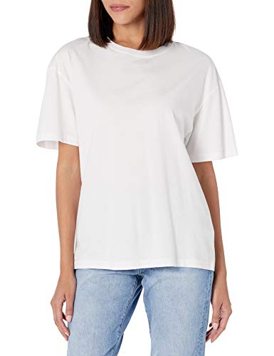 The Drop Women's Lydia Short Sleeve Loose Drop Shoulder Jersey T-Shirt , White, S