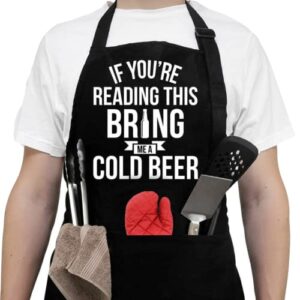 neweleven aprons for men with pockets - birthday gifts for men, dad, husband, grandpa, uncle, brother - funny apron for dad, husband, grandpa, uncle, boyfriend - cooking apron, bbq apron, grill apron