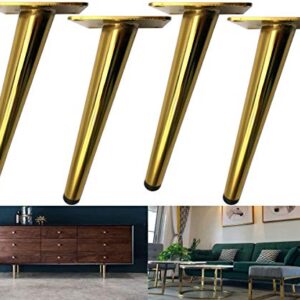 Bikani Golden Sofa Legs Round Solid Metal Furniture Legs Sofa Replacement Legs Perfect for Mid-Century Modern/Great IKEA hack for Sofa, Couch, Bed, Coffee Table (Golden Color, 5 Inches,Set of 4)