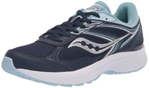 saucony women's cohesion 14 road running shoe, navy/sky, 8