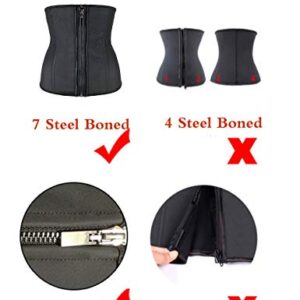 ALINBAIST Waist Trainer Cincher Trimmer Slimming Belt Latex Corset Zipper Body Shaper for Women (XX-Small) Black