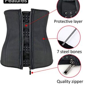 ALINBAIST Waist Trainer Cincher Trimmer Slimming Belt Latex Corset Zipper Body Shaper for Women (XX-Small) Black