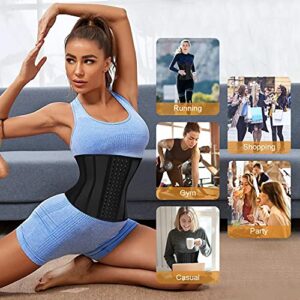 LANCS Women Waist Trainer Corset Trimmer Belt Weight Loss Neoprene Sauna Sweat Workout Girdle Slim Belly Band Black