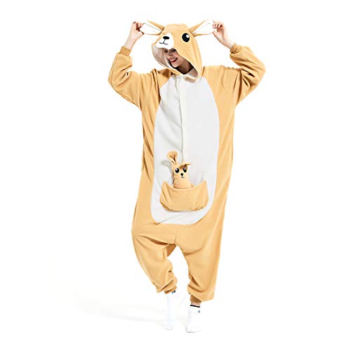 III HHONS kangaroo Onesie Animal Women/Men Adult Costume Halloween Cosplay Pajamas Onesies Christmas for Teen Small