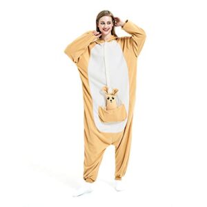 III HHONS kangaroo Onesie Animal Women/Men Adult Costume Halloween Cosplay Pajamas Onesies Christmas for Teen Small