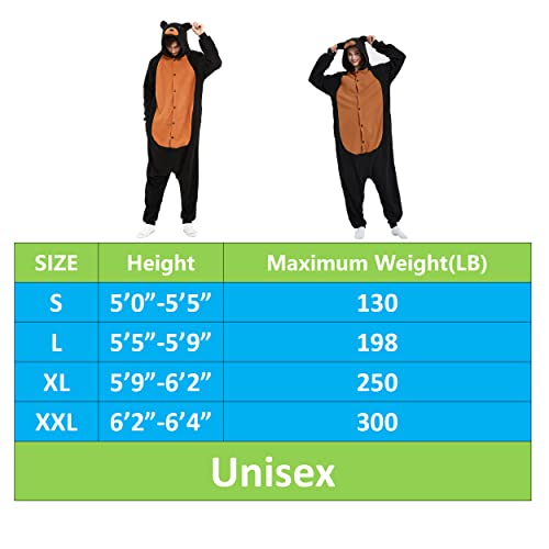 III HHONS Bear Costume Adult Onesie Adult Animal Halloween Cosplay Sleepwear Brown Onesies Christmas