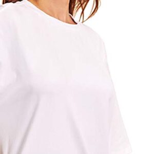 Verdusa Women's Casual Basic Round Neck Half Sleeve Oversized Tunic Tee Shirt White L