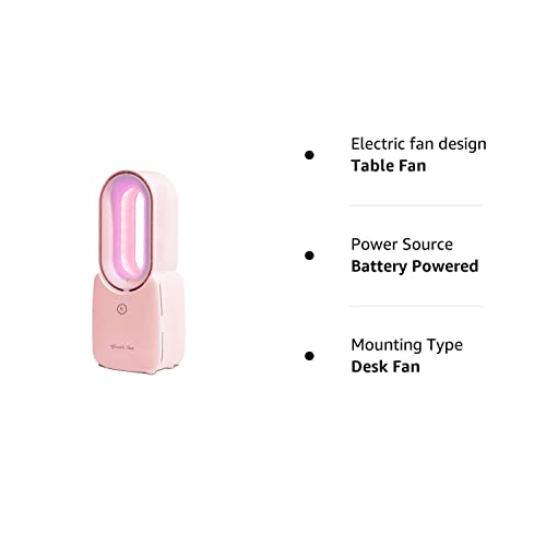 Elyss Desk Fan,Small Table Fan,Air Cooler Fan with 5 LED Lights 4 Wind,Personal USB Bladeless Fan