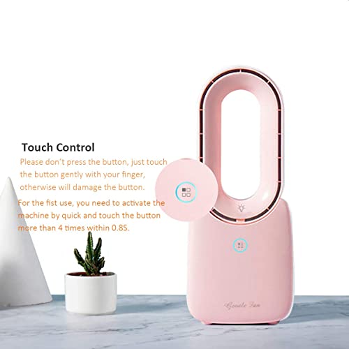 Elyss Desk Fan,Small Table Fan,Air Cooler Fan with 5 LED Lights 4 Wind,Personal USB Bladeless Fan