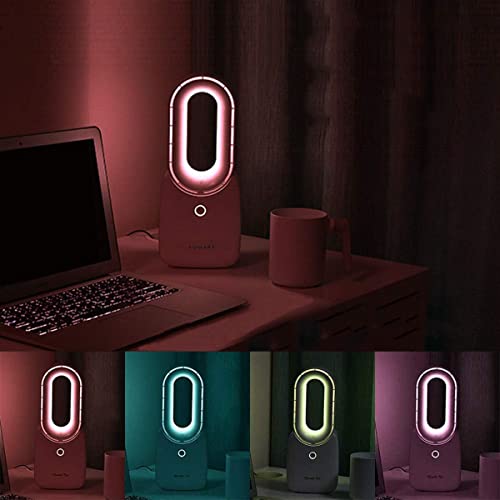 Elyss Desk Fan,Small Table Fan,Air Cooler Fan with 5 LED Lights 4 Wind,Personal USB Bladeless Fan