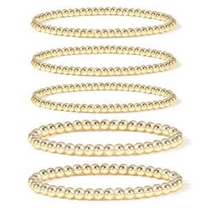 gold bead bracelet for women,14k gold plated bead ball bracelet stretchable elastic bracelet