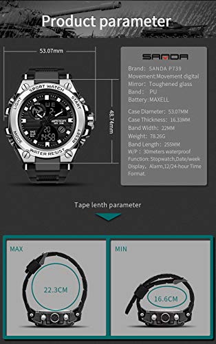 KXAITO Men's Watches Sports Outdoor Waterproof Military Watch Date Multi Function Tactics LED Alarm Stopwatch (26_Gold)