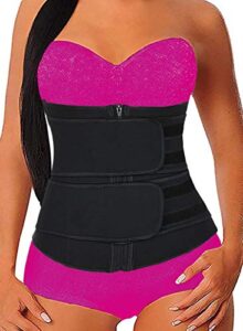 hopgo waist trimmer for women weight loss waist cincher corset sweat girdle workout tummy slimming belt xxl black with double belt