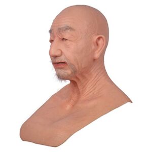 YIQI Silicone Realistic Old Man Face Silicone Mask for Cosplay Halloween Handmade Costumes (Nude)