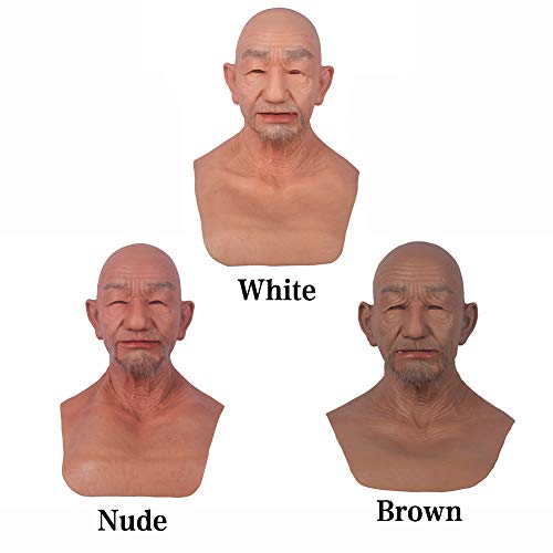 YIQI Silicone Realistic Old Man Face Silicone Mask for Cosplay Halloween Handmade Costumes (Nude)